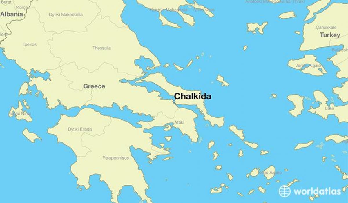 Chalkida Görögország térkép - Görögország Chalkidiki térkép (Dél ...